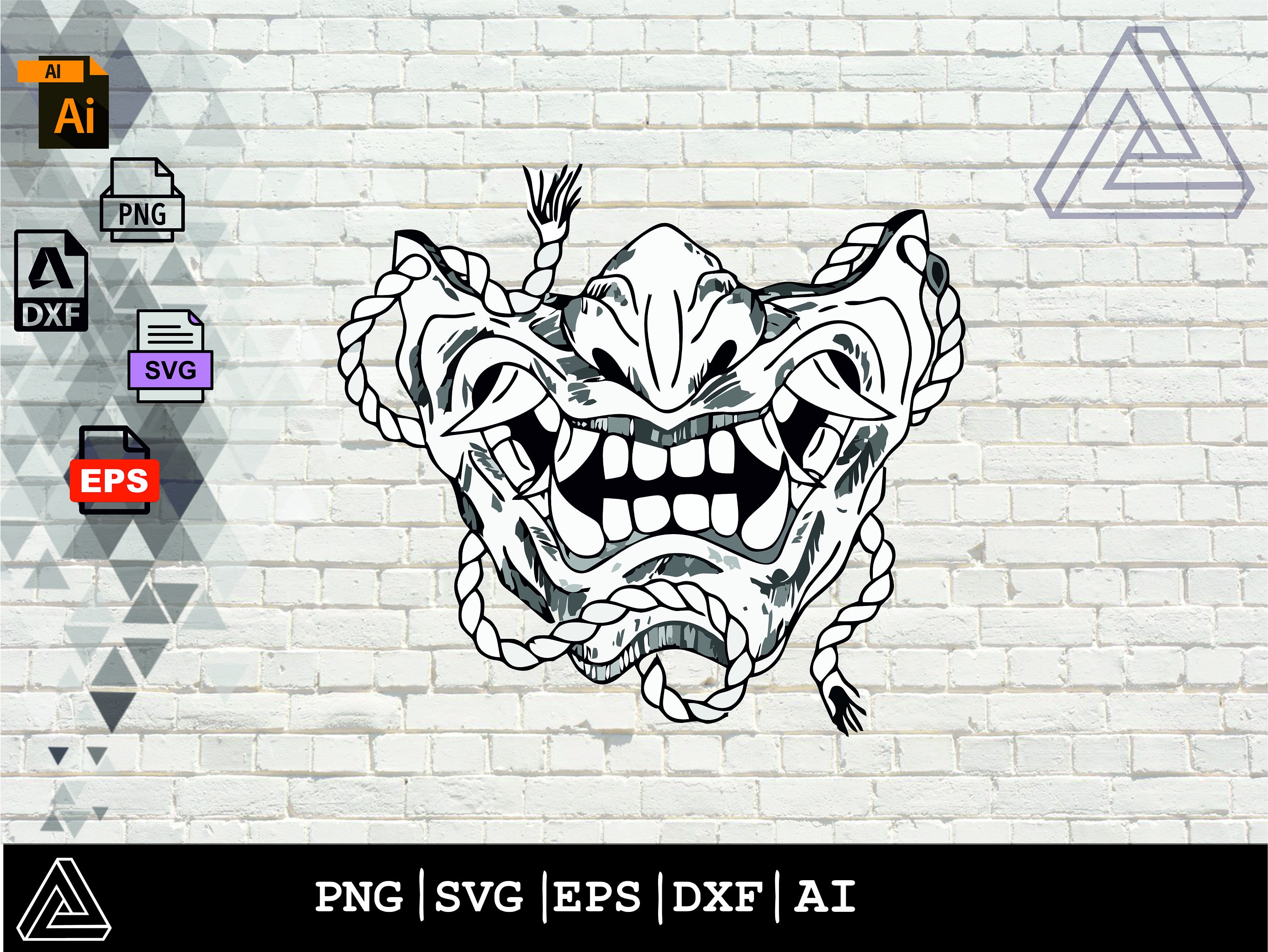 Samurai Mask SVG Demon Japanese Warrior Oni Mask Asian Art Tattoo Ink ...