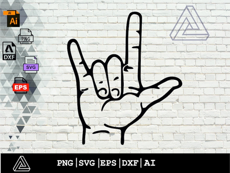 I Love You Hand Sign Svg, ASL, Sign Language Svg. Vector Cut File ...