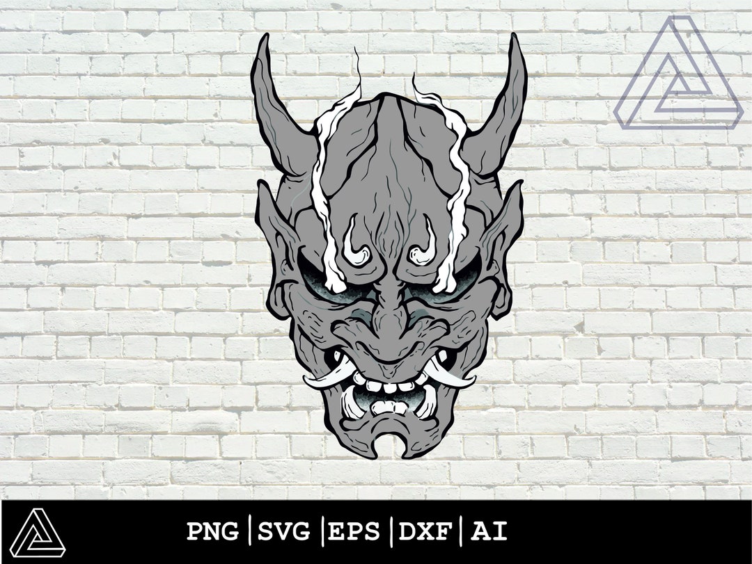 Samurai Mask SVG Demon Japanese Warrior Oni Mask Asian Art Tattoo Ink ...