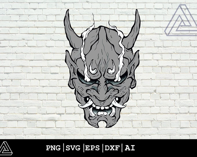 Hannya Demon Mask SVG Samurai Japanese Warrior Oni Mask Asian Art ...