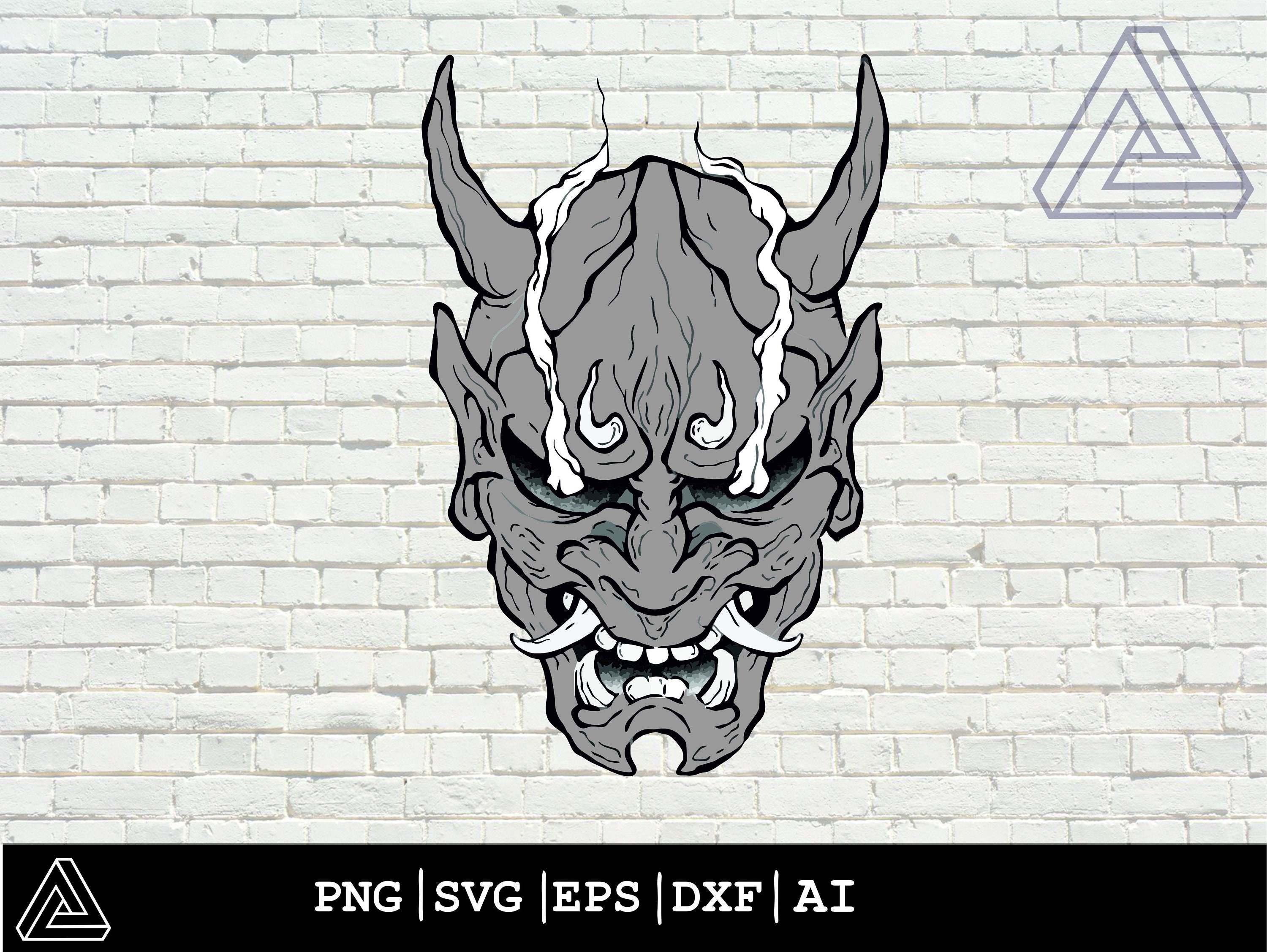 Samurai Mask SVG Demon Japanese Warrior Oni Mask Asian Art Tattoo Ink ...