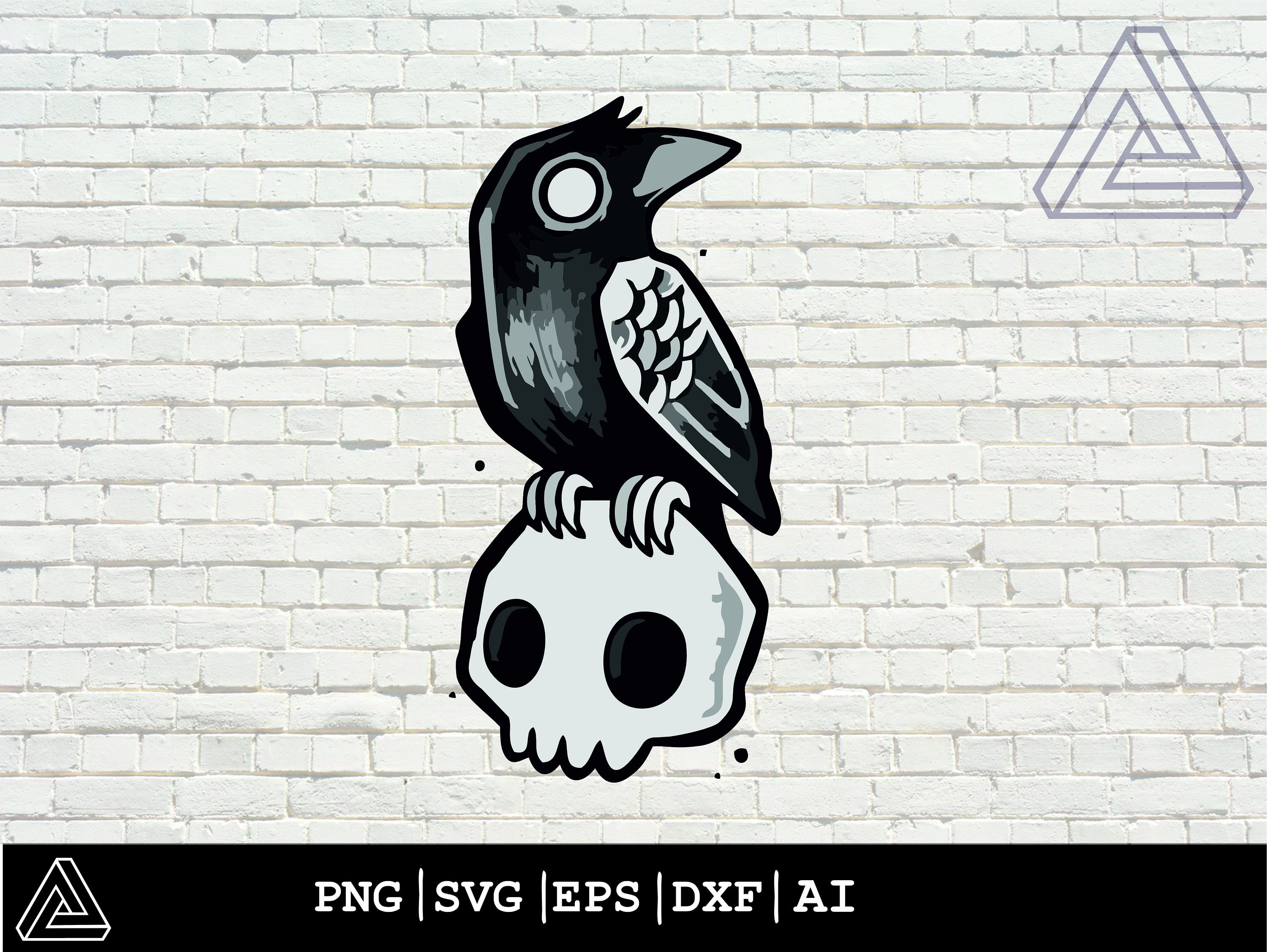 Crow on a Skull Svg, Skull Crow Svg, Raven Skull Svg, Raven Silhouette ...
