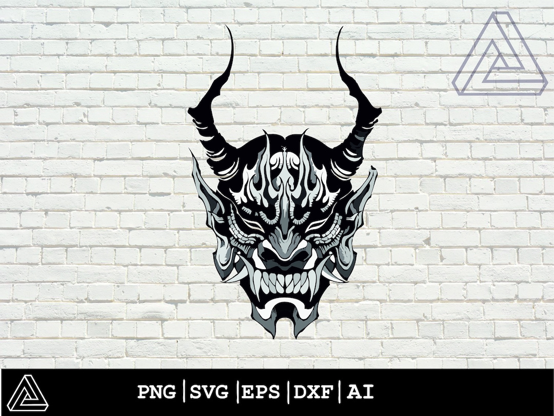 Samurai Mask SVG Demon Japanese Warrior Oni Mask Asian Art Tattoo Ink ...