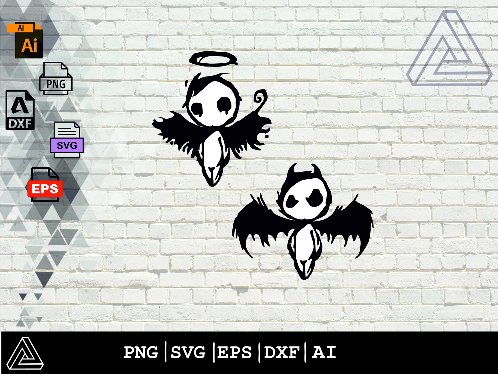 Fallen Angels | Silhouettes | Clipart | Black & White | SVG | PNG | JPG ...