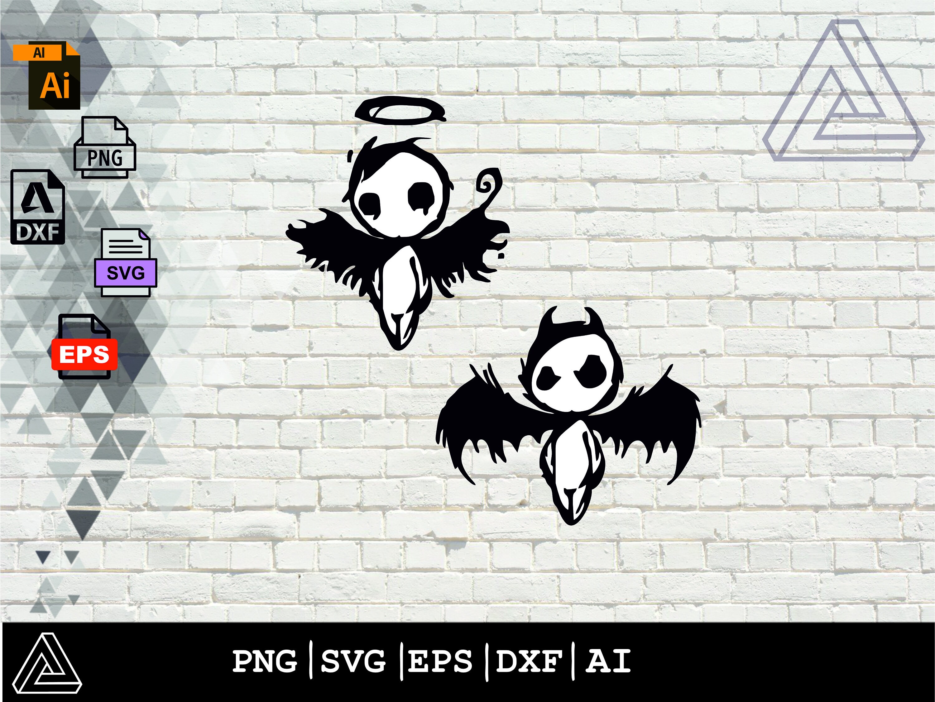 Fallen Angels | Silhouettes | Clipart | Black & White | SVG | PNG | JPG ...