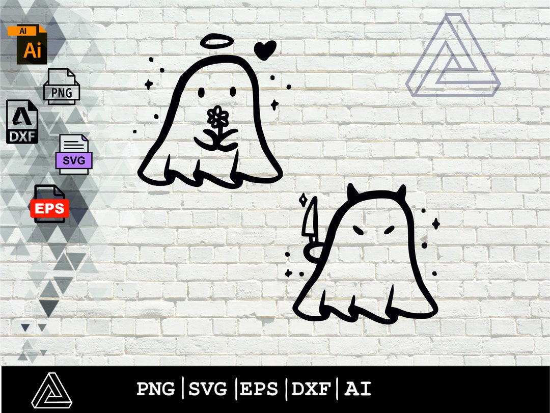 Ghost SVG Bundle - 2 Pack Ghost SVG Bundle - Halloween Ghost SVG - Cute ...