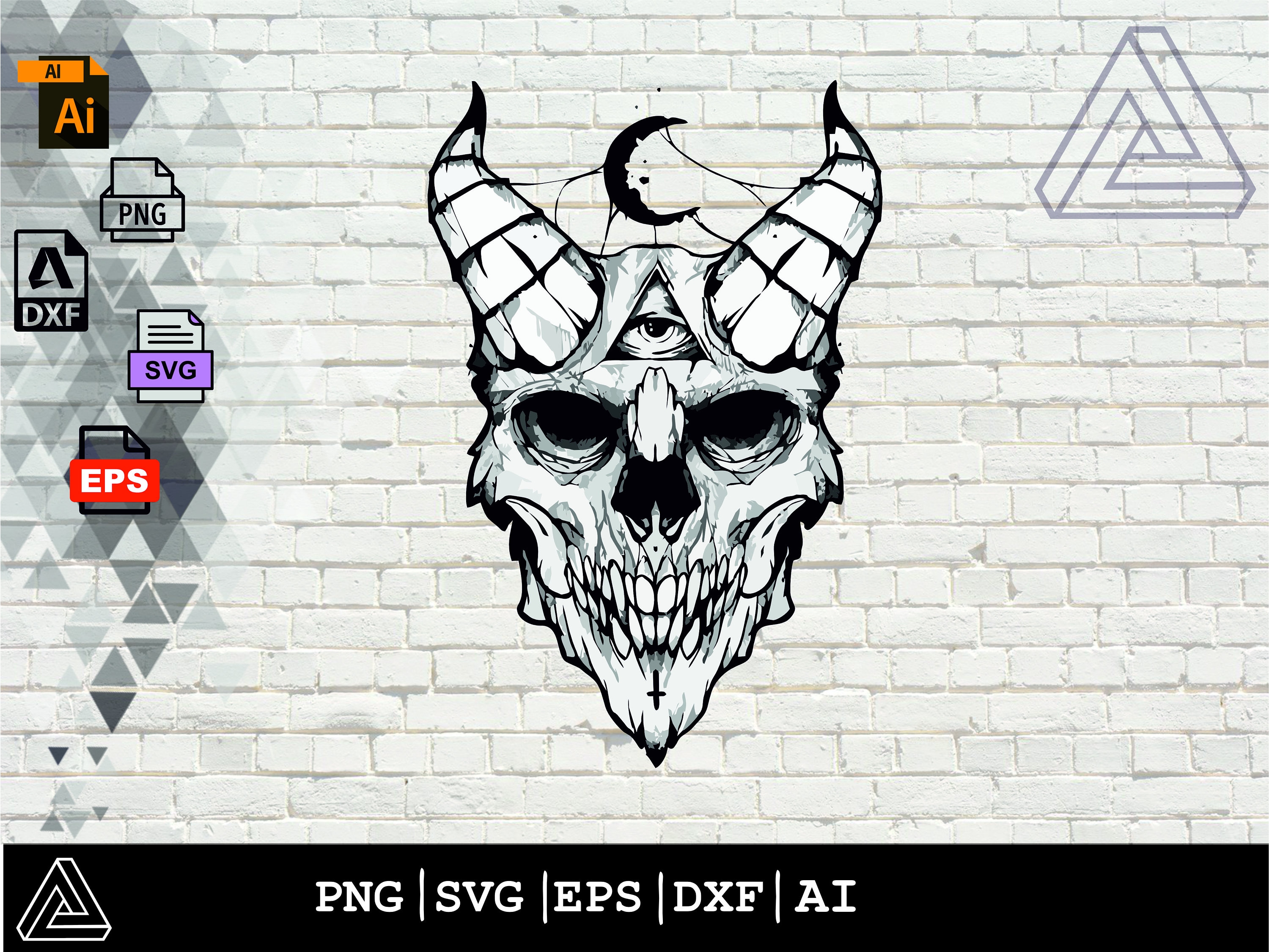 Horned Skull SVG | Monster Skeleton SVG | Demon SVG | Hell Death Grave ...