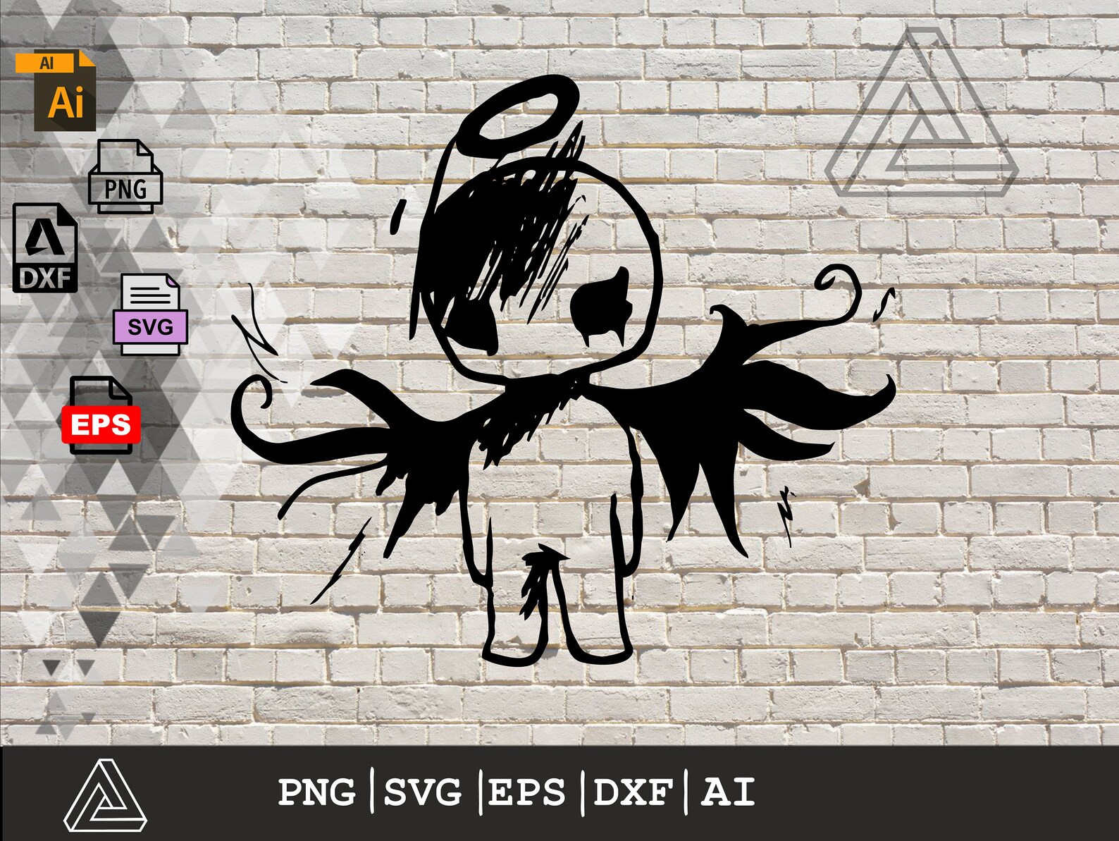 Fallen Angel | Silhouettes | Clipart | Black & White | SVG | PNG | JPG ...