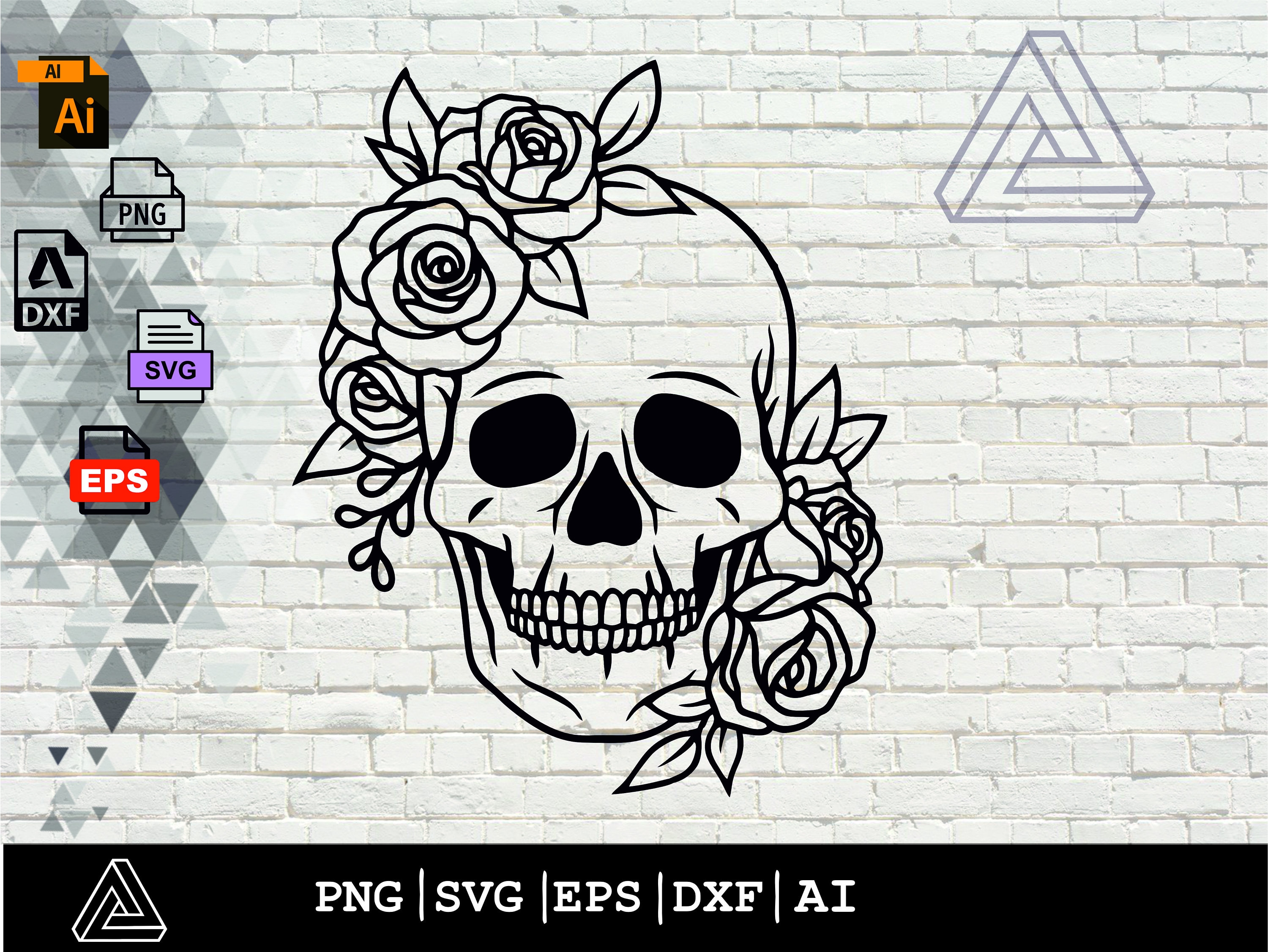 Skull Svg File, Flower Skull Svg, Skull Cut File, Floral Skull Svg File ...