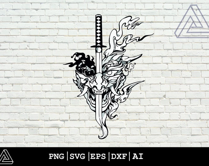 Hannya Demon Mask SVG Samurai Japanese Warrior Oni Mask Asian Art ...