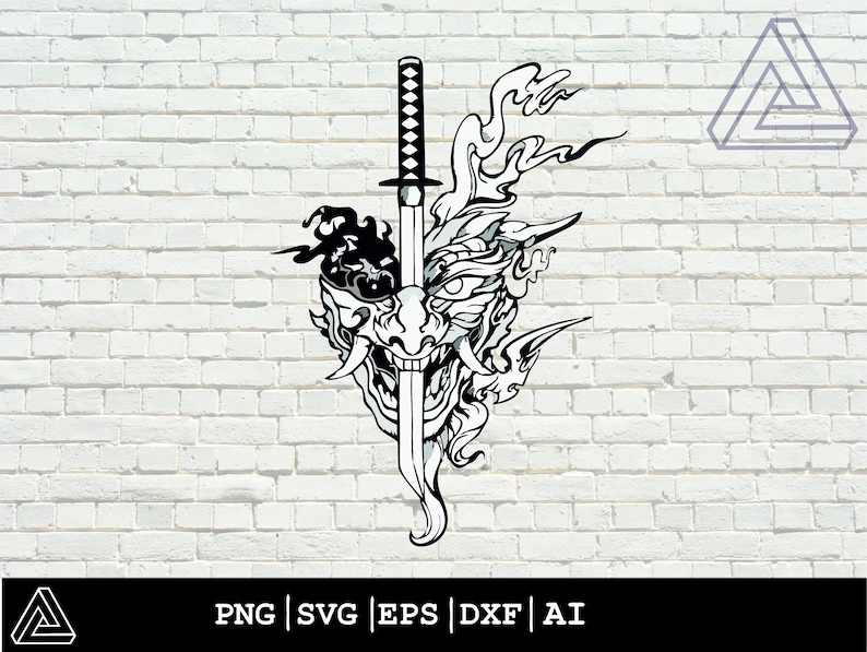 Samurai Mask SVG Demon Japanese Warrior Oni Mask Asian Art Tattoo Ink ...