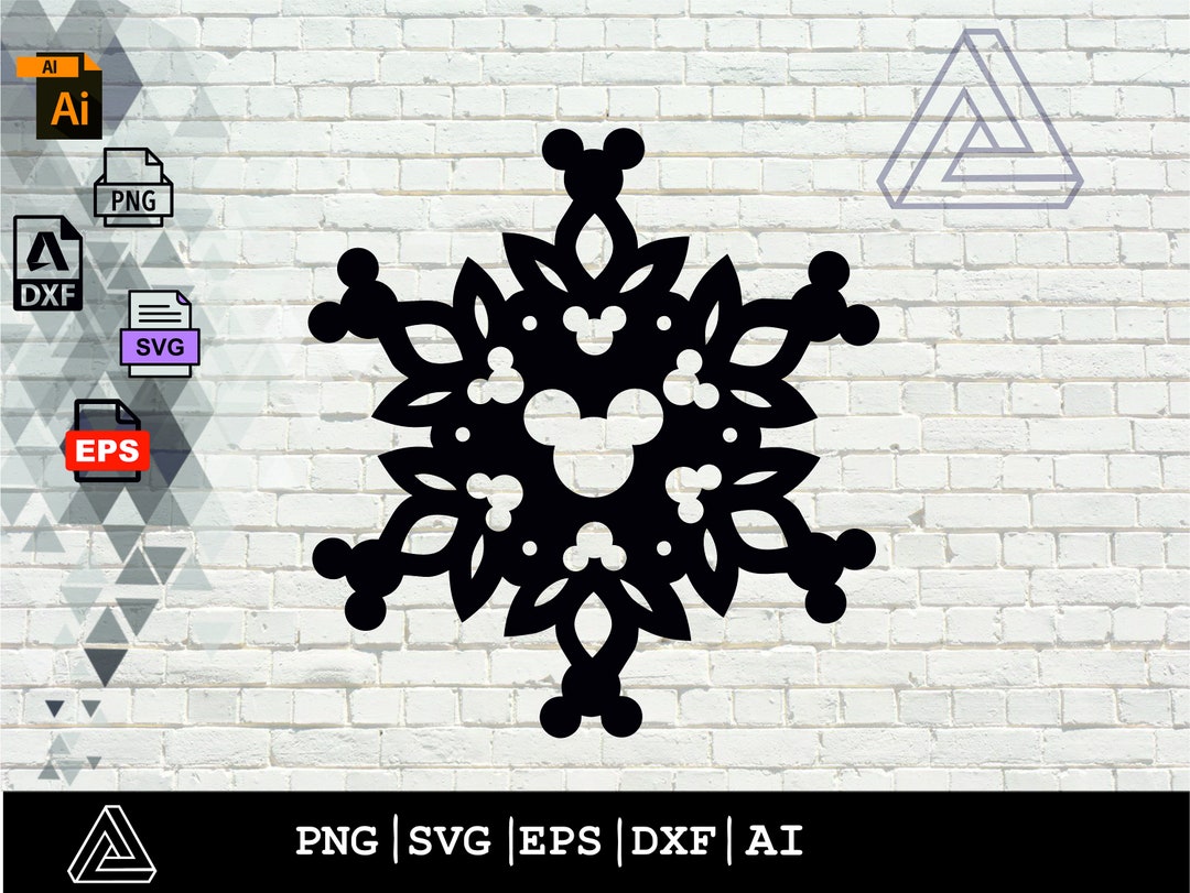 Mickey Mouse Snowflake 2 SVG Ai Png | Disneyland World Christmas Svg ...