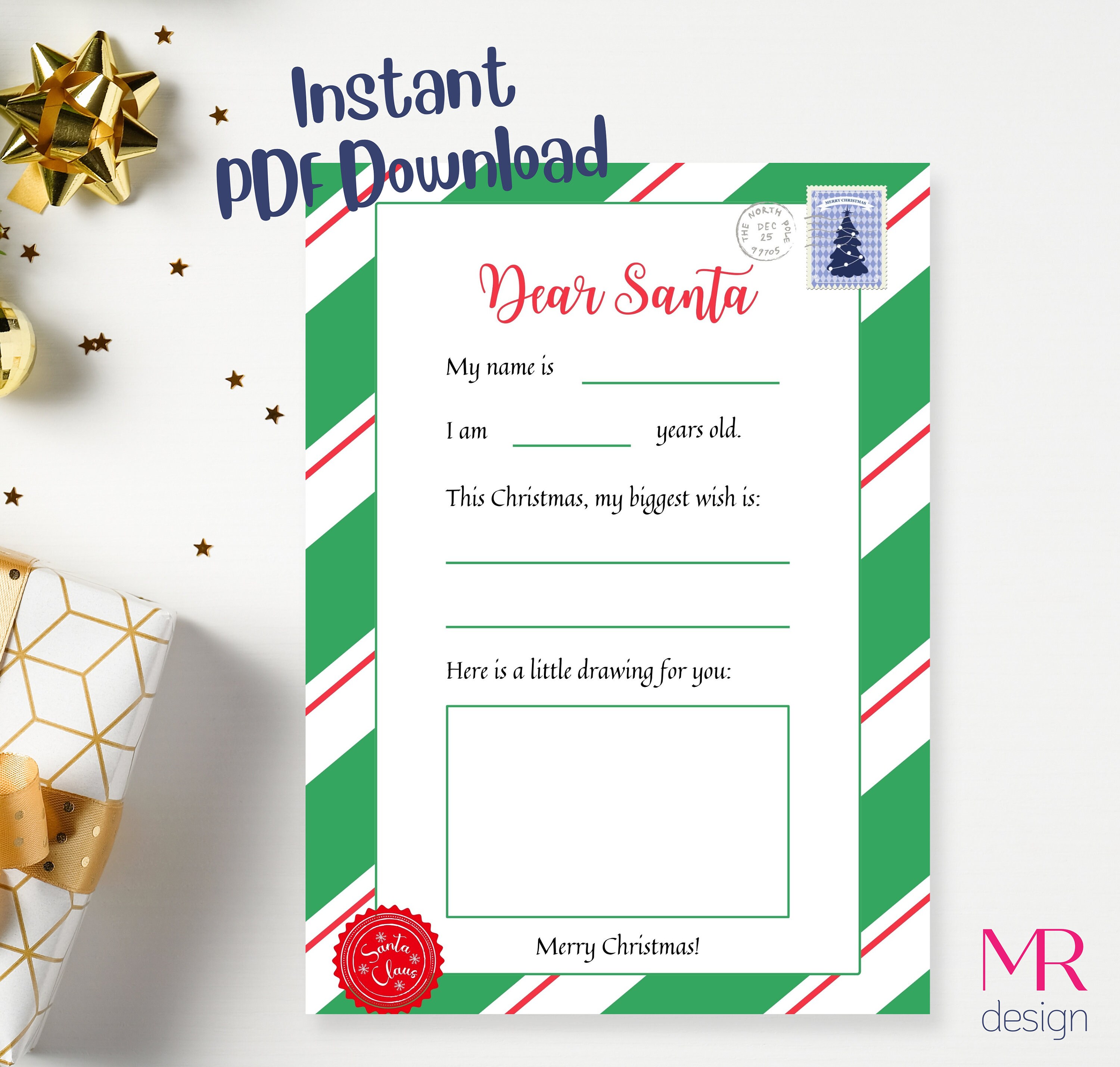 Printable Letter to Santa for Kids, Letter to Santa Claus, Letter to ...