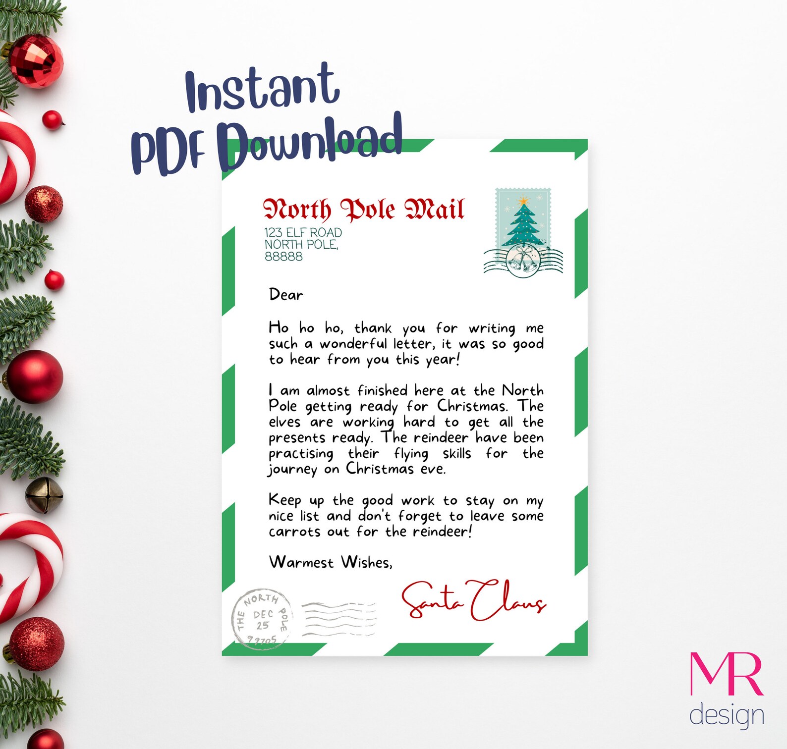 Printable Letter From Santa for Kids, Letter From Santa Claus, Letter ...