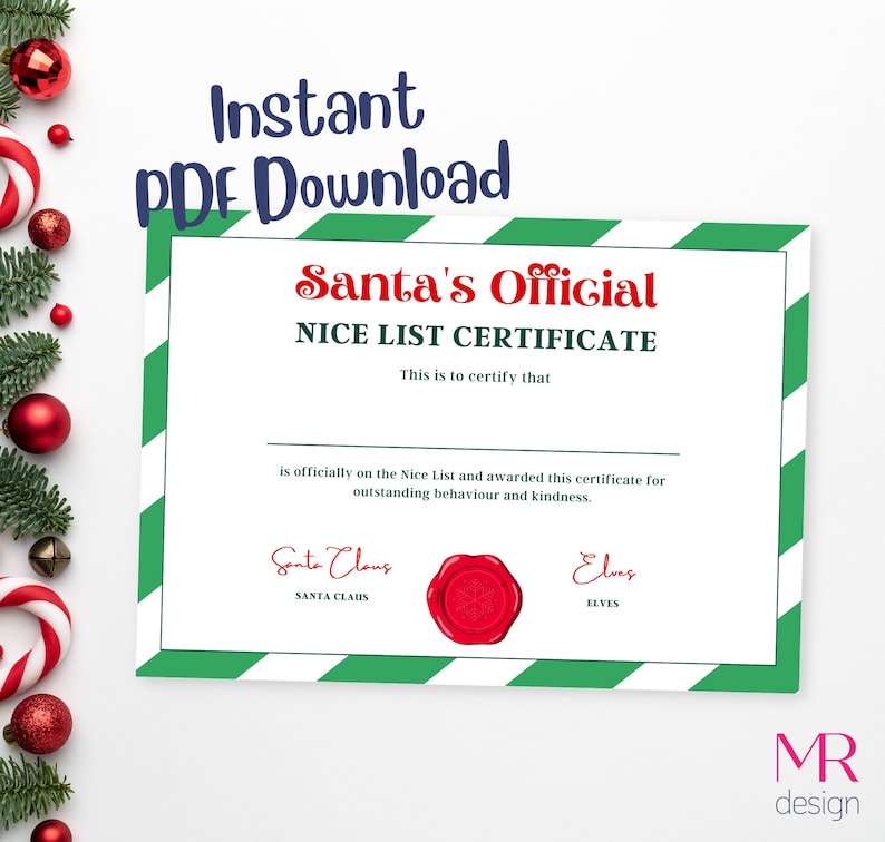 Printable Nice List Certificate, Nice List Certificate, Nice List ...