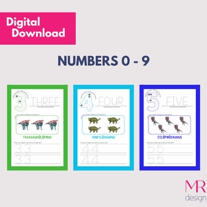 Dinosaur Numbers Tracing Printable Worksheets 0-9, Writing Practice ...