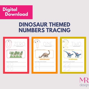 Dinosaur Numbers Tracing Printable Worksheets 0-9, Writing Practice ...