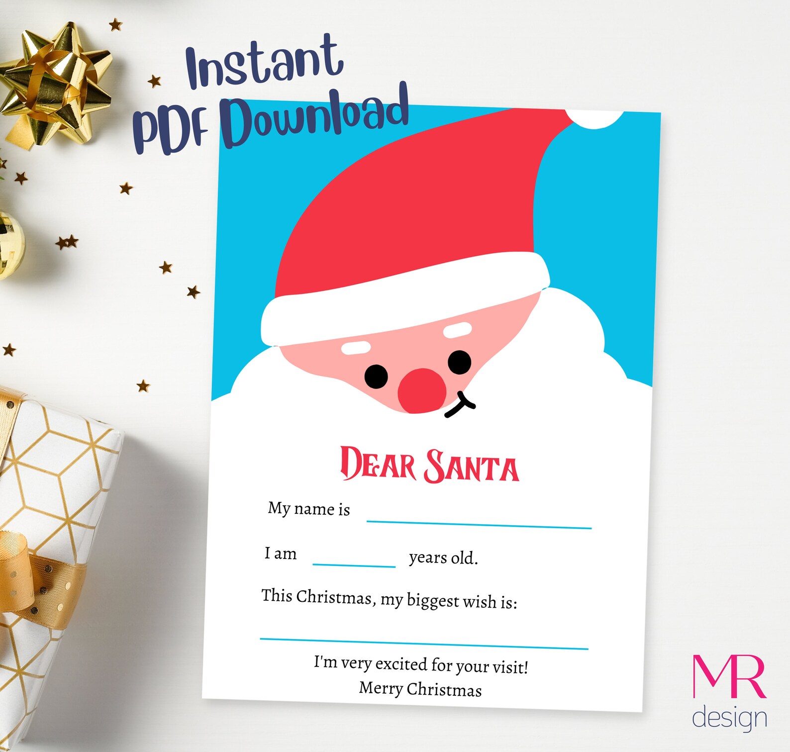 Printable Letter to Santa for Kids Letter to Santa Claus - Etsy