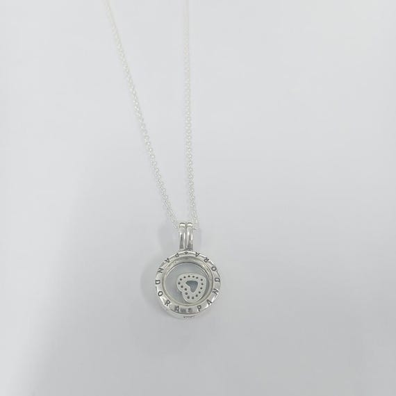 Pandora Floating Locket Sapphire Crystal Glass Clear Necklace CZ Etsy UK
