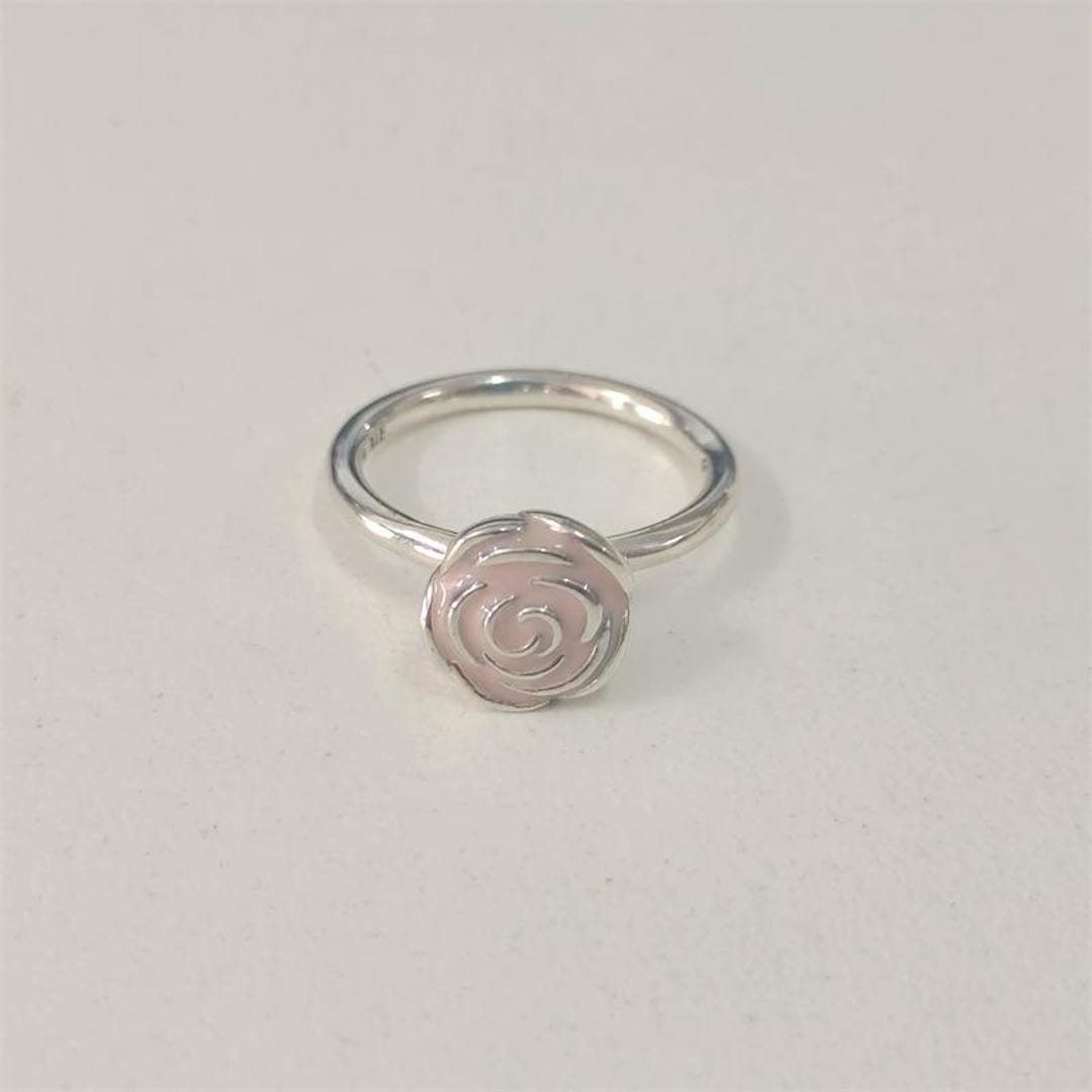 Pandora Ring Silver Pale Pink Enamel Rose Flower Garden Ring - Etsy