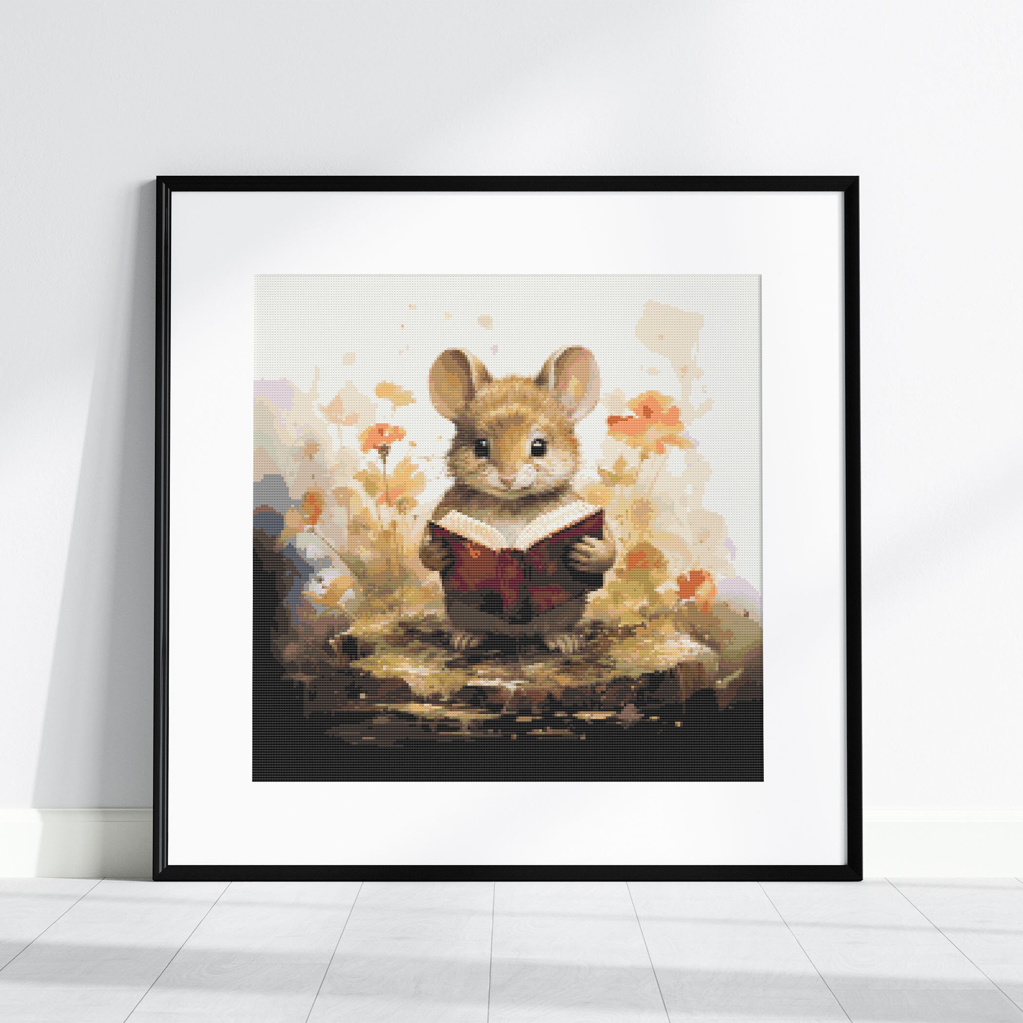 Whimsical Reading Mouse Cross Stitch Pattern, Book-loving, Pattern ...