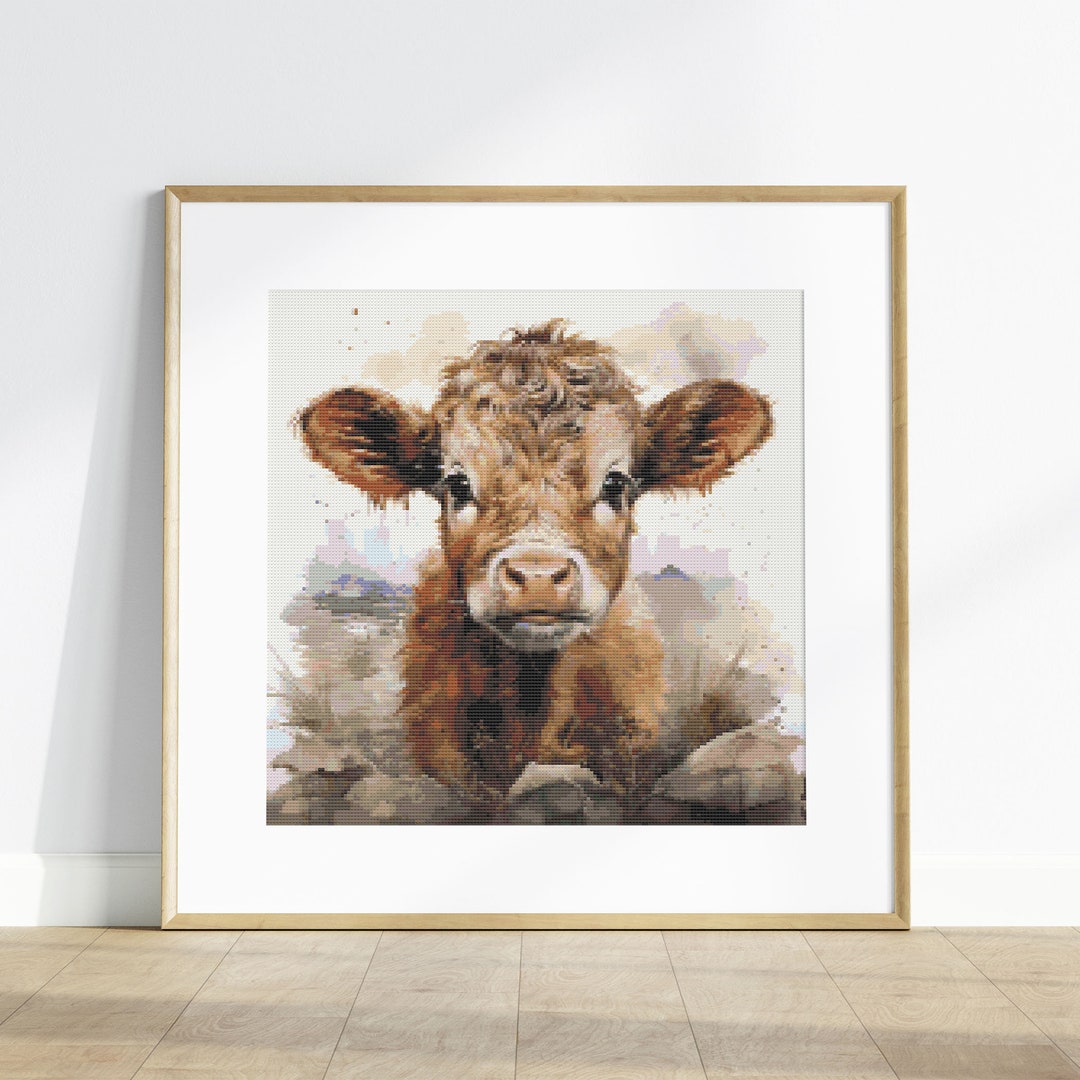 Country Charm Baby Cow Cross Stitch Pattern, Rustic Farmhouse Chic ...
