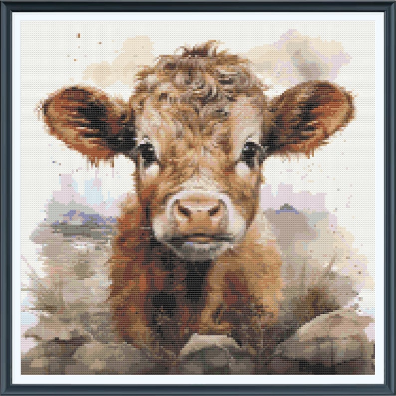 Baby Cow Cross Stitch Pattern: Rustic Farmhouse Animal (PDF Pattern) - Etsy
