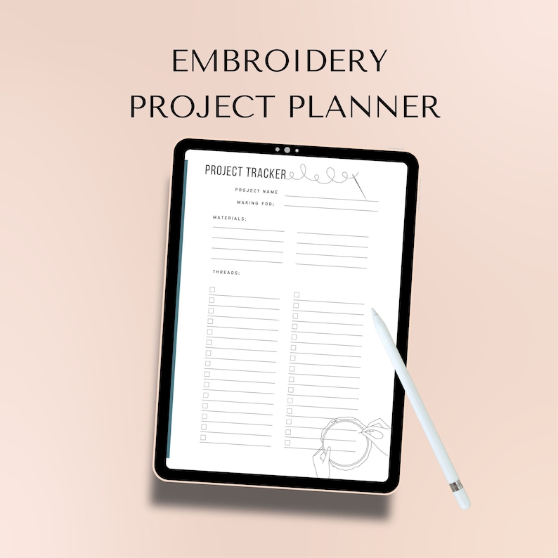 Embroidery Planner PDF and Goodnotes Files, Thread Tracker, Project ...