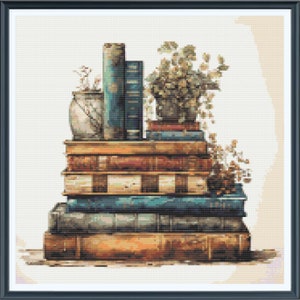 Vintage Book Stack Cross Stitch Pattern: Beginner Friendly (PDF Pattern ...