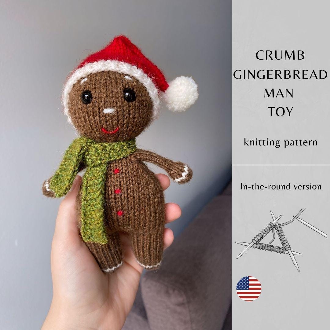 Crumb Gingerbread Man Toy KNITTING PATTERN | Handmade Amigurumi Toy ...