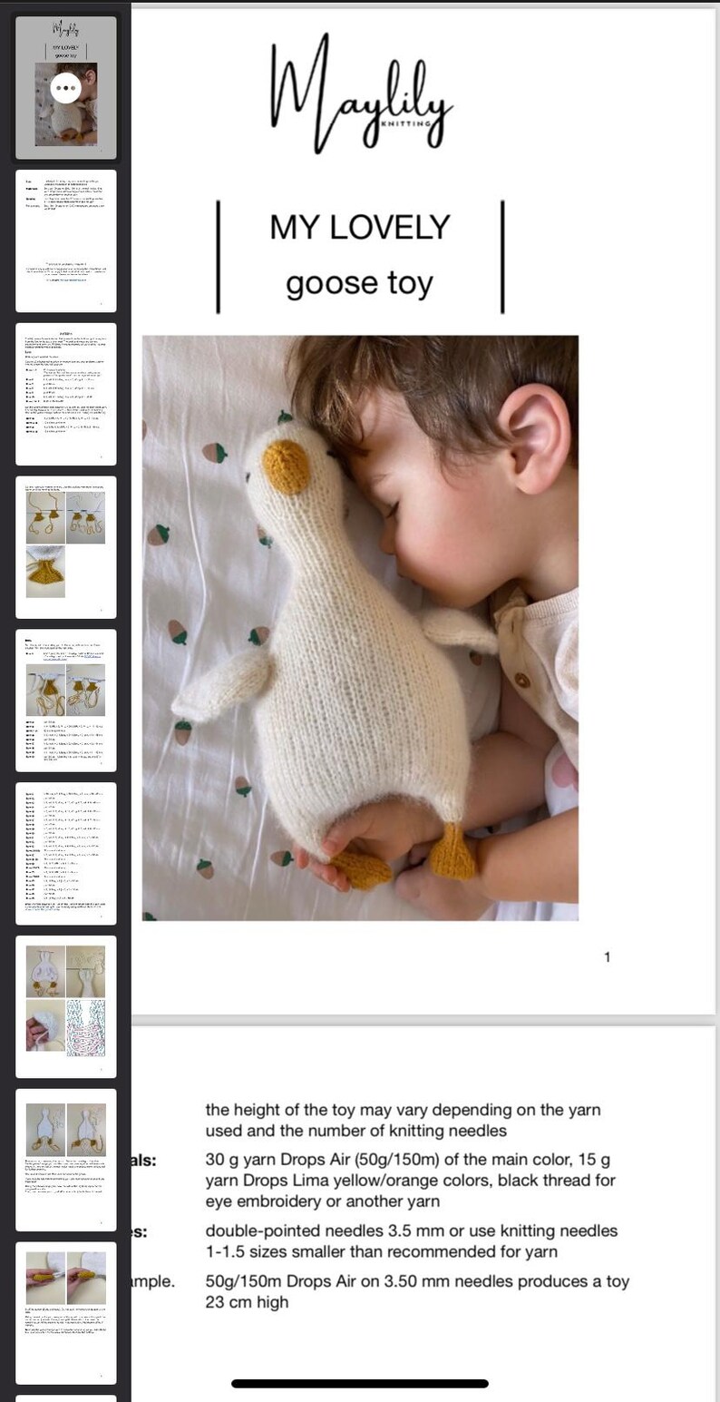 My Lovely Goose Toy KNITTING Pattern FLAT Version | Handmade Amigurumi ...