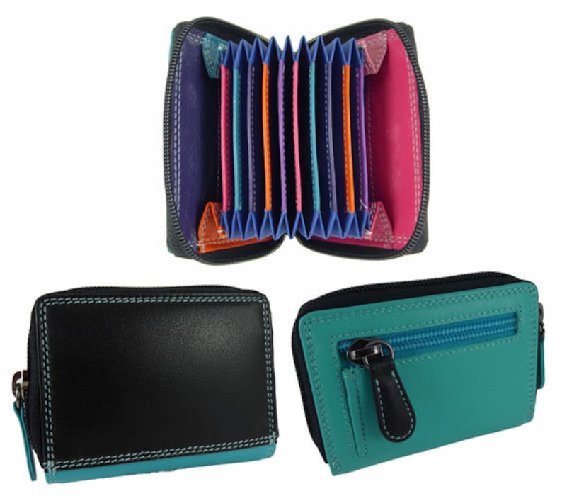 Concertina Fan Card Holder Wallet Purse Multicoloured - RFID - Real ...