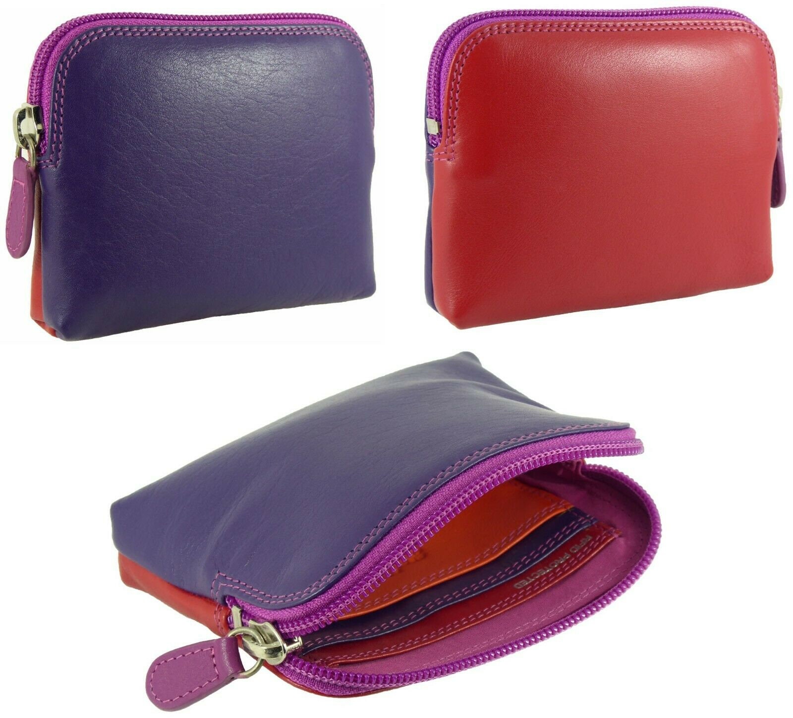 Coin Zip Purse With Card Slots Real Leather RFID - Multicoloured - Etsy UK
