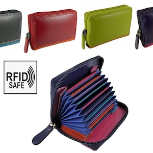 Concertina Fan Card Holder Wallet Purse Multicoloured - RFID - Real ...