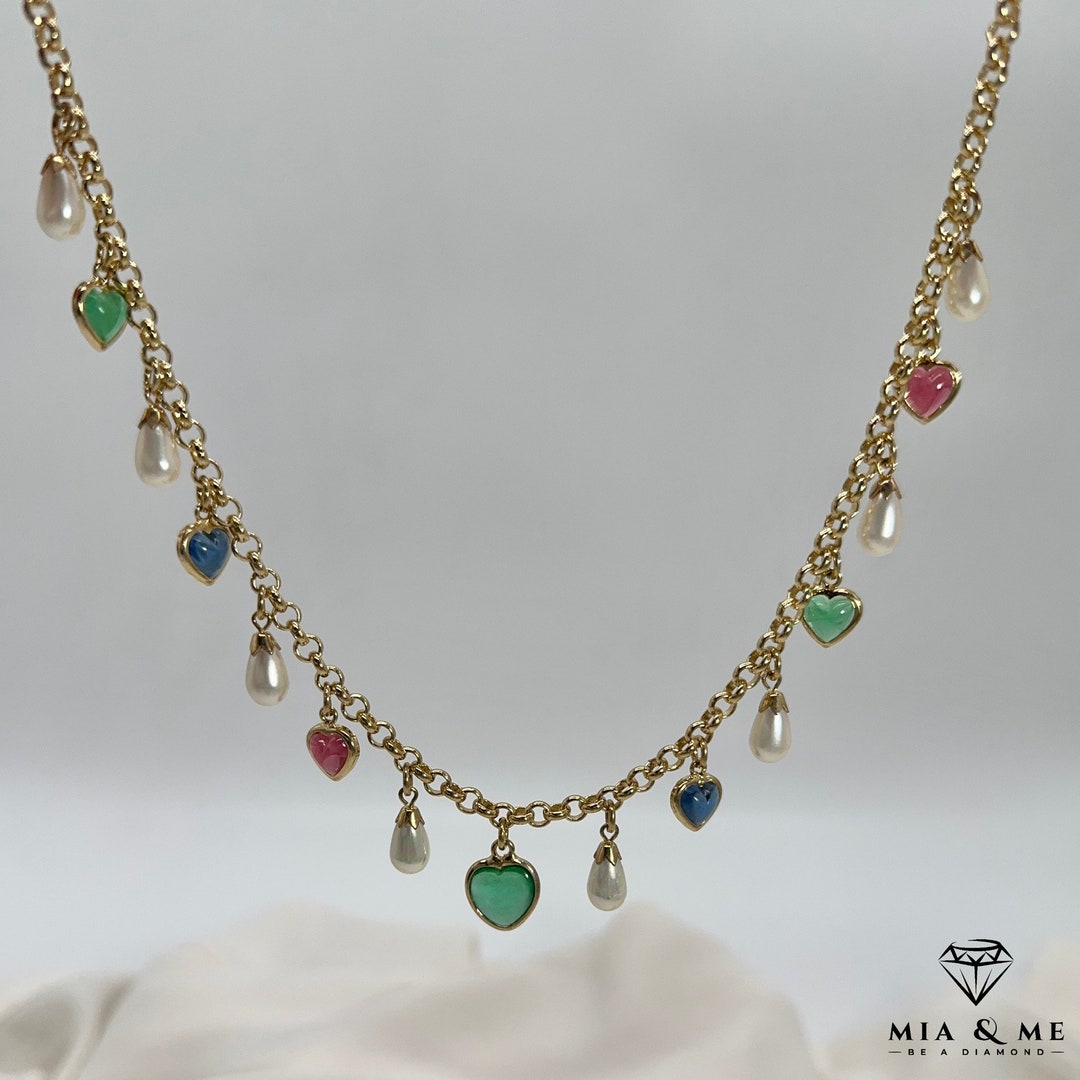 925 Silver Chain Gold-plated With Colored Zirconia Stones in the Shape ...