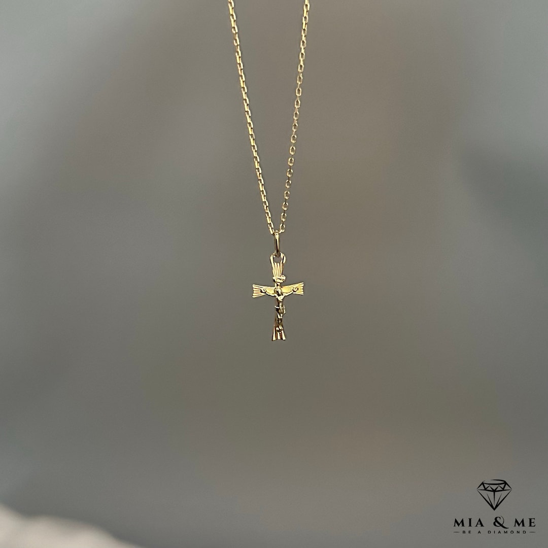 Cross Pendant in 585 Gold Diamond-cut / 14 Carat Gold Cross / Gold ...