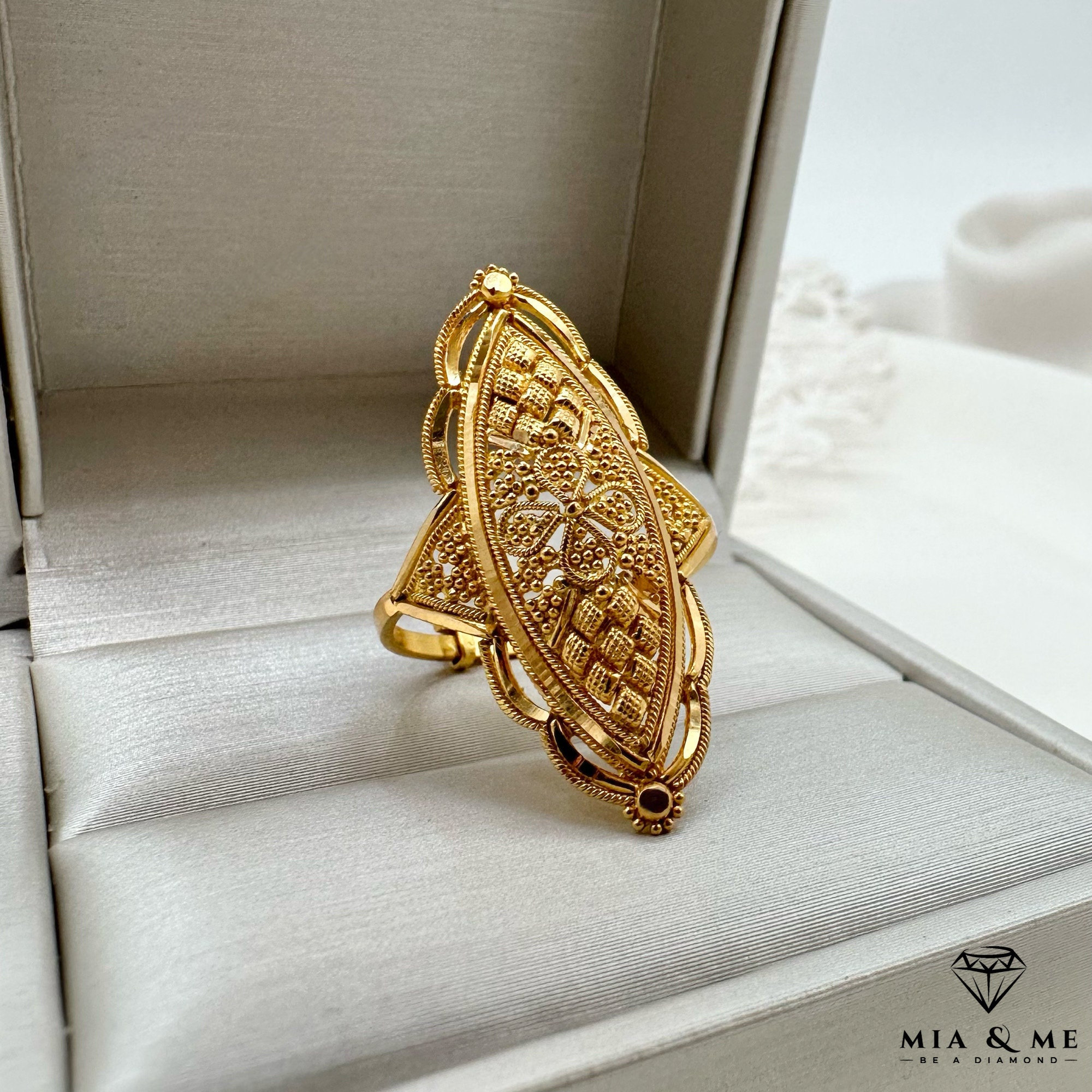 Vintage ring in 21 carat gold 875 yellow gold ring vintage women s jewelry real gold