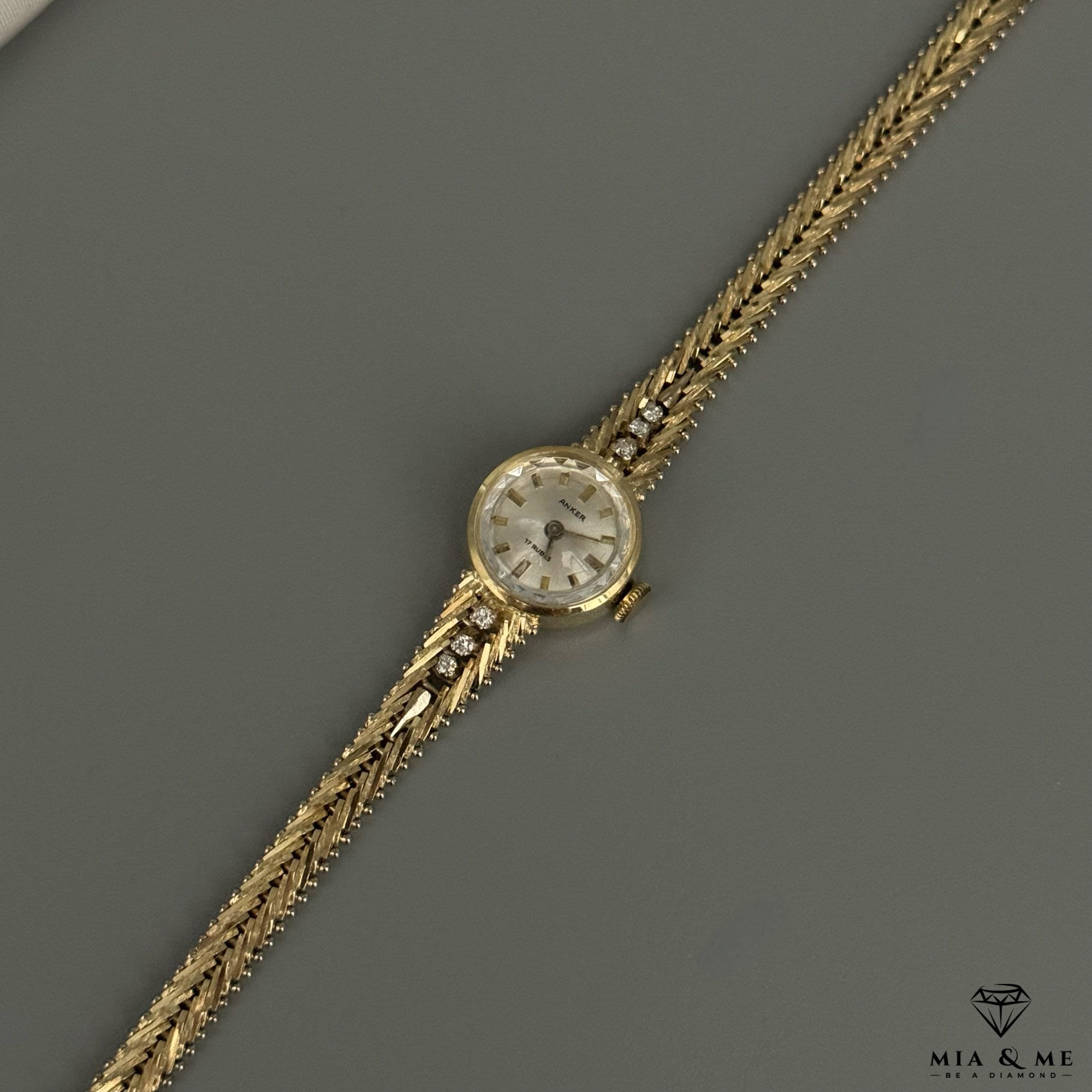 Anker Vintage Damenuhr in 585 Gold mit Brillanten/ 14 Karat Golduhr mit ...