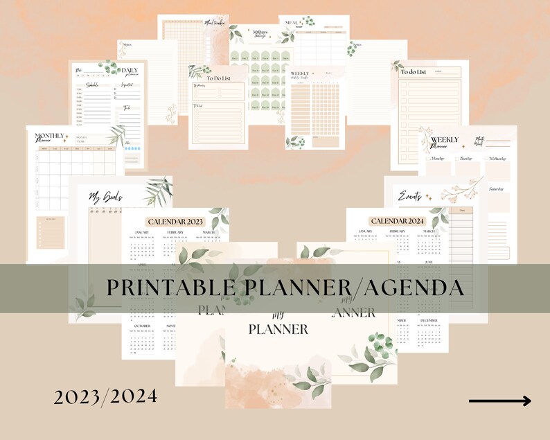 2023-2024 Printable Planner, Daily Agenda, Instant Download A4 ...