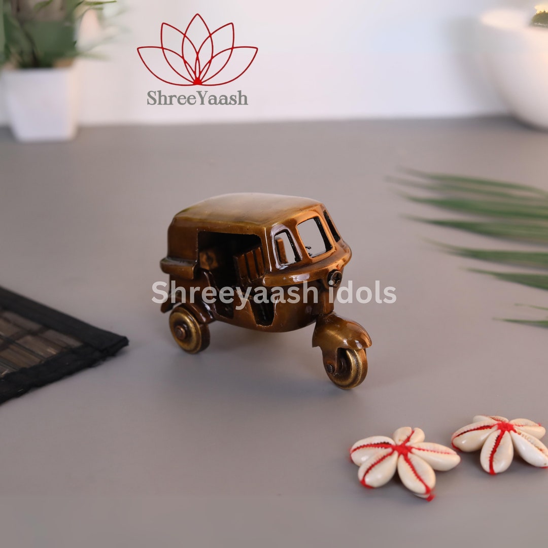 Vintage Style Auto Rickshaw Miniature Brass Decor Showpiece, Indian ...