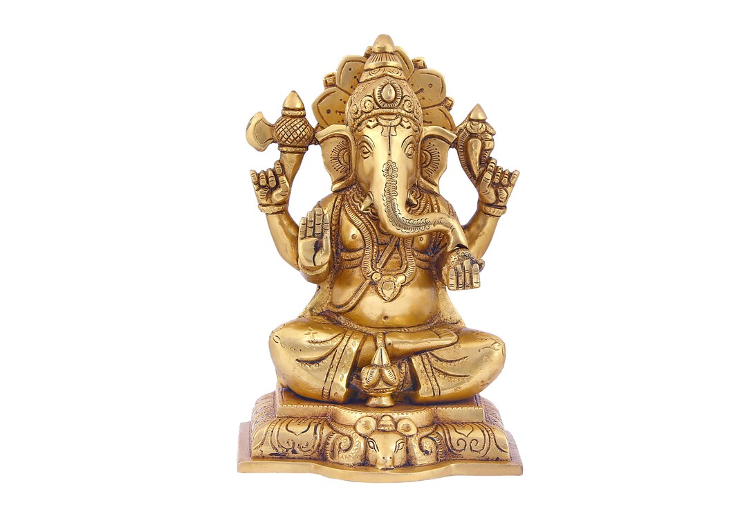 Brass Ganesha Ganpati Bappa Morya Statue Idol Decorative Showpiece ...