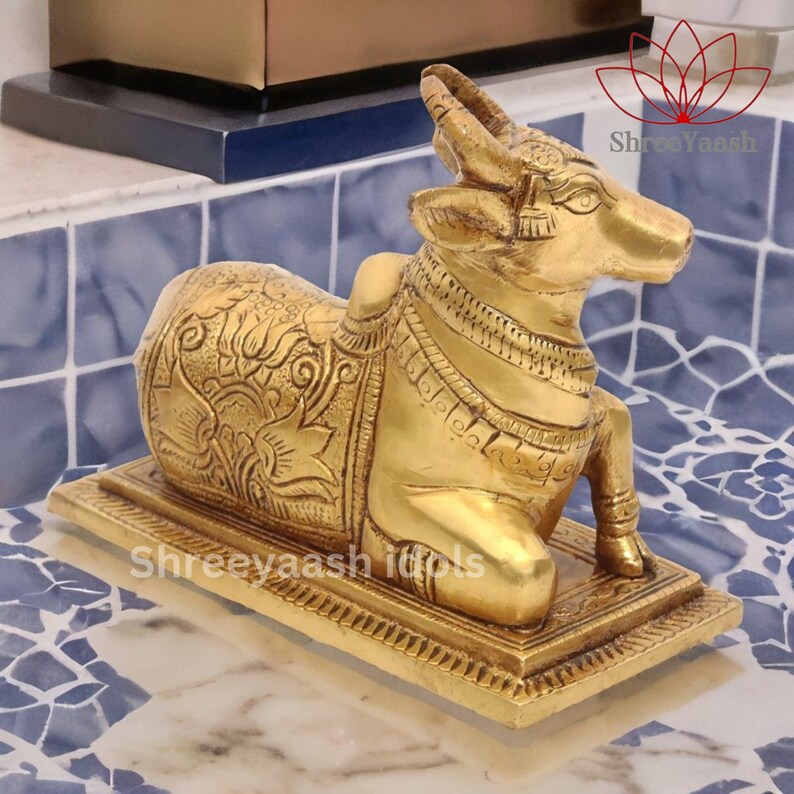 Small Nandi Statue, Gatekeeper of Shiva & Parvati, God Nandi Figure, 14 ...