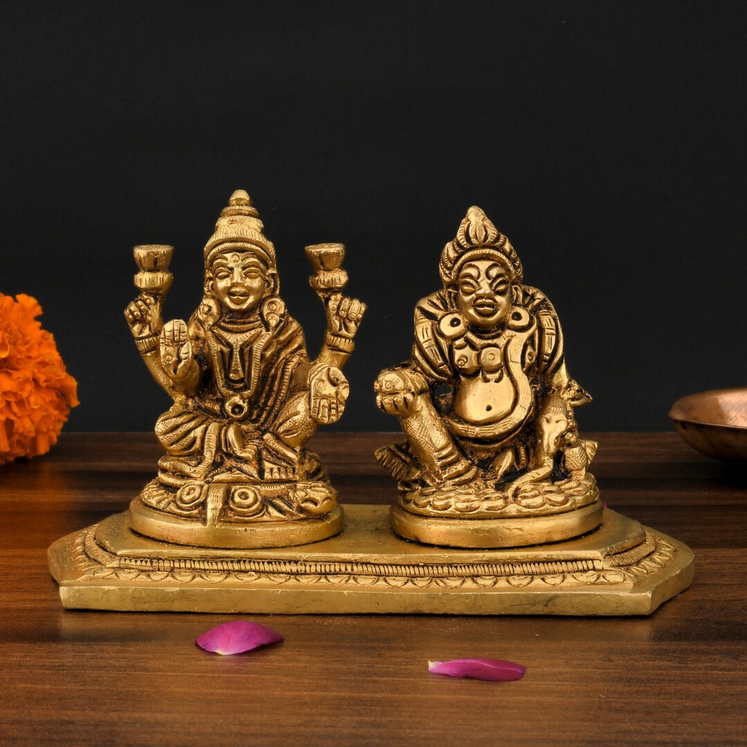Shreeyaash Brass Laxmi Kuber Statue Prosperity and Wealth Symbol for ...