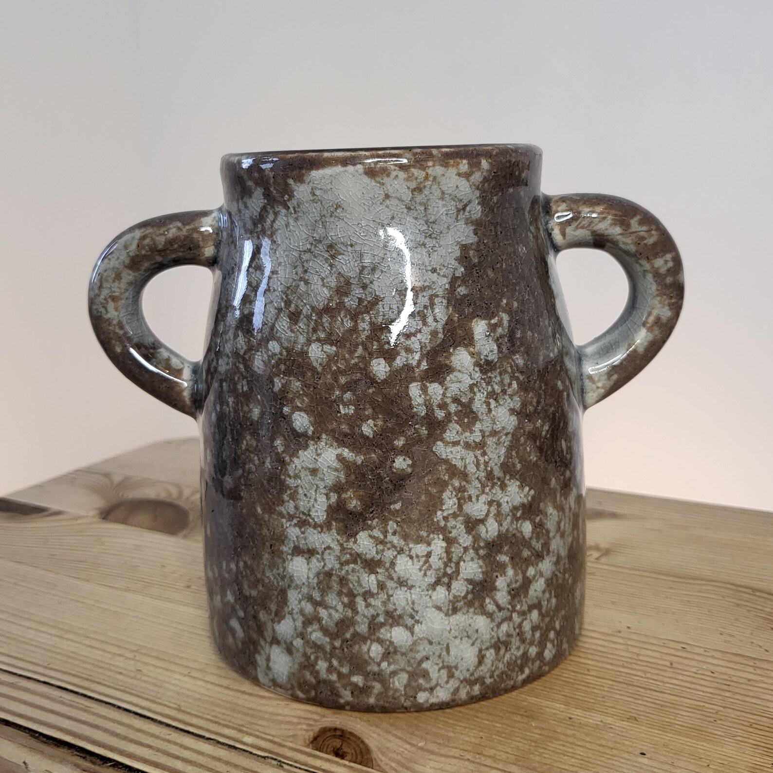 Rustic Stoneware-glazed Scandi-pottery Double Handle Deco Vase Pot 4.5 ...
