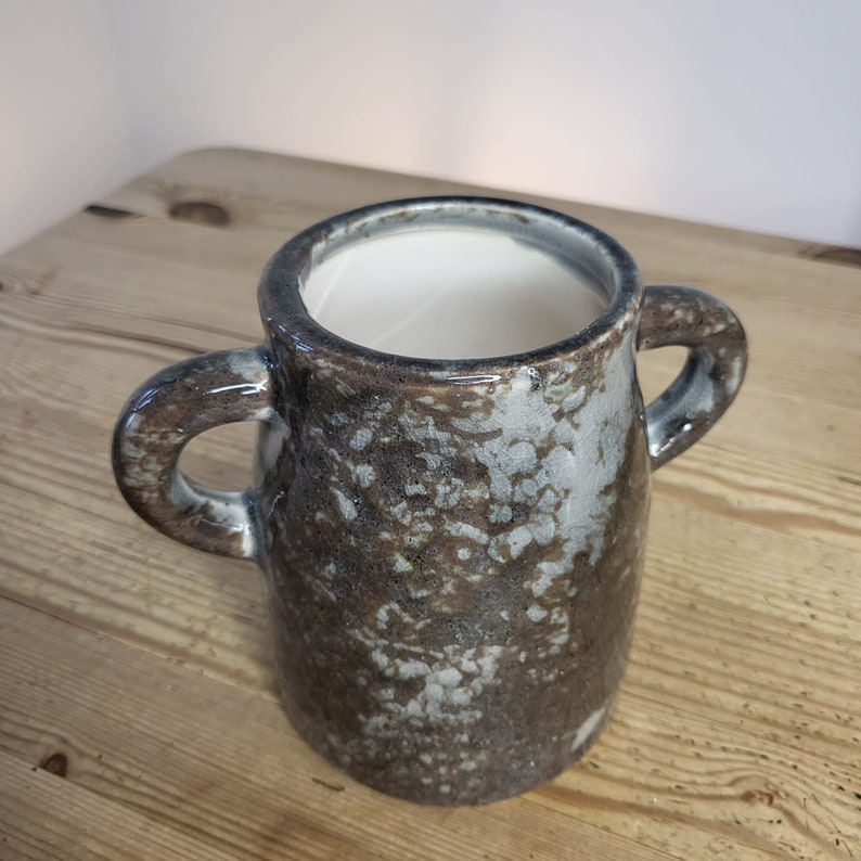 Rustic Stoneware-glazed Scandi-pottery Double Handle Deco Vase Pot 4.5 ...