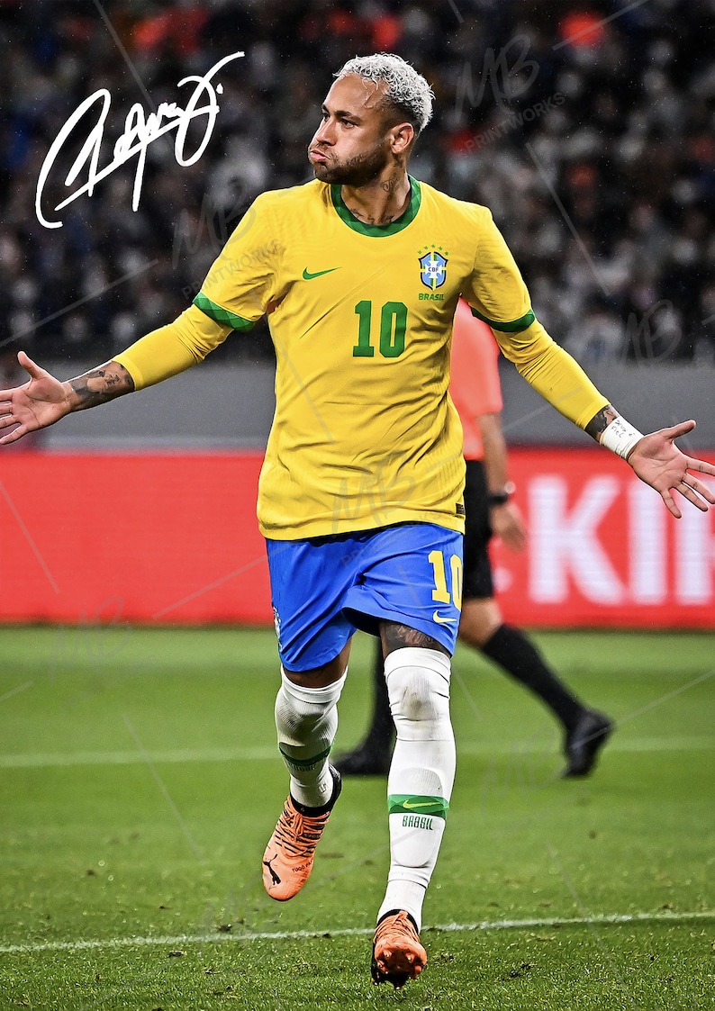 NEYMAR JR Brazil Autograph Signed Poster Print digital Download - Etsy