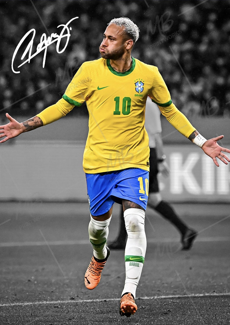 NEYMAR JR Brazil Autograph Signed Poster Print digital Download - Etsy