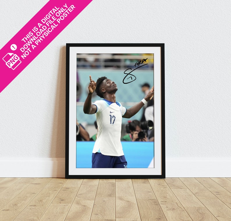 BUKAYO SAKA England Autograph Signed Poster Print digital - Etsy