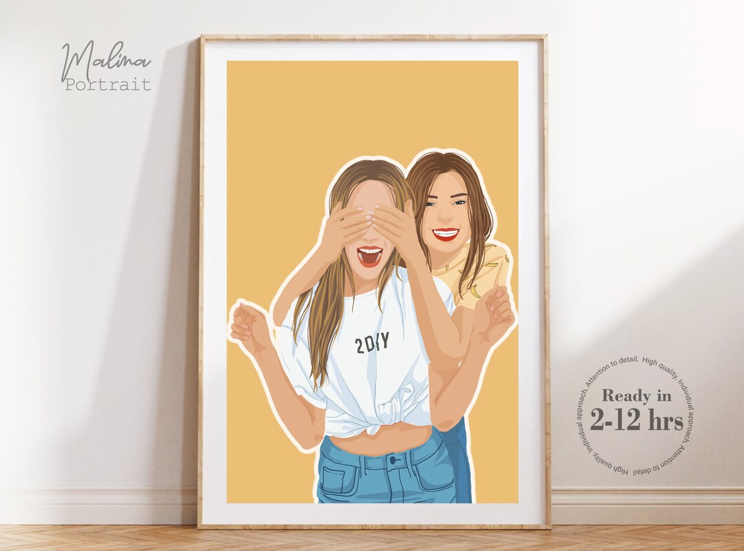 Custom Best Friend Portrait, Faceless Digital Portrait, Best Friend ...