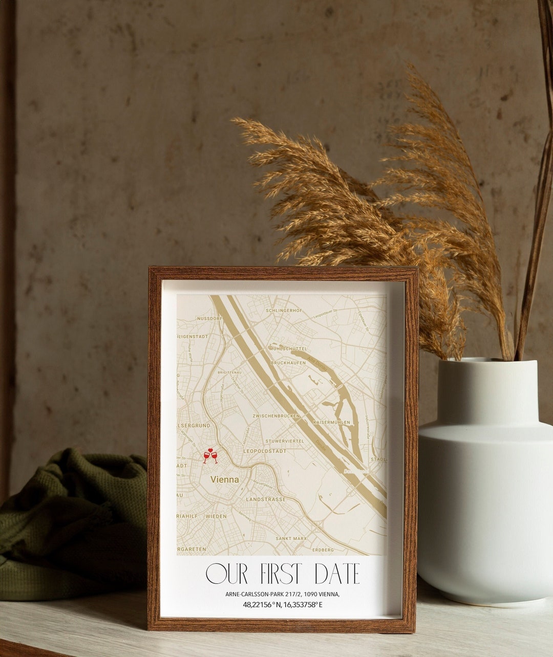 Custom City Map Art, First Date Map, Where We Met Map, 9th Anniversary ...